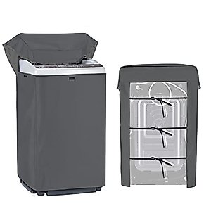 Portable Washing Machine Cover,Top Load Washer Dryer Cover,Waterproof Full-Automatic,Wheel Washing Machine Cover(XL,Grey)