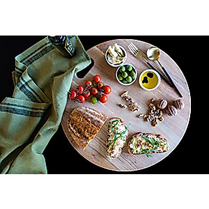 LUX American Oak Wood Diameter 19 inches Oversized Charcuterie Board | Large Cheese Board | Serving Board With Handle for Serving Cheeses, Meats, Crackers, and Wine | Unique Gift (Round Cutting Board)