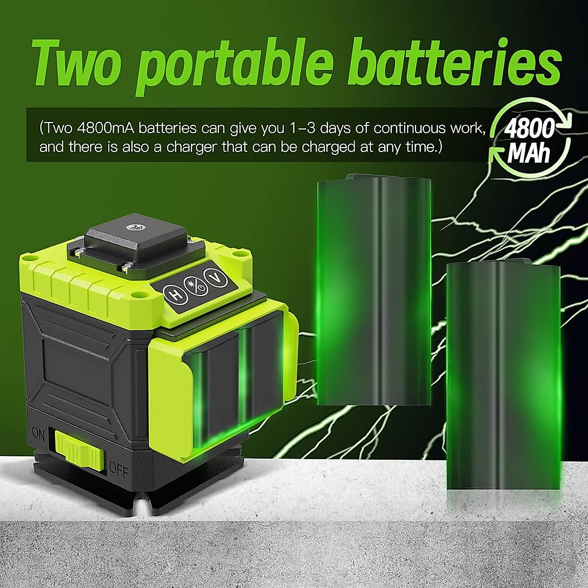 Susbie Laser Level -3x360° Cross Line Laser for Construction and Picture Hanging-12 Green Lasers with Self-leveling-Level Tool with 10000 mAh Rechargeable Battery