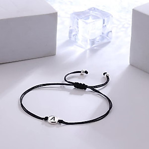 Ursteel Initial Bracelets for Women, S925 Sterling Silver Pendant Matching Bracelets for Couples Letter C Initial Bracelets for Women Teen Girls Couples Bracelets Valentines Gifts for Girlfriend Wife