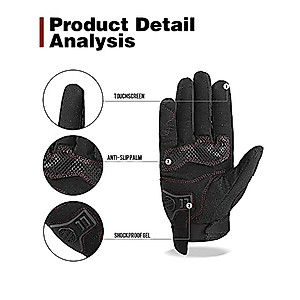 Motorcycle Gloves Touchscreen Motorbike Riding Gloves for Men and Women with Soft Knuckle Protective Gear for Powersports,Red XX-Large