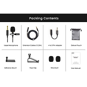 VIOFO Professional Lavalier Lapel Microphone Kit Omnidirectional Lavalier Mic Compatible with iPhone Android Smartphone, Laptop, PC, DSLR for YouTube, Podcast, Interview, Video Conference
