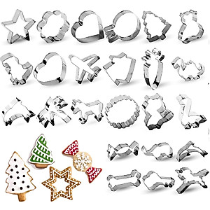 24 Pack Cookie Cutters, RUCKAE Cookie Cutters Set, Biscuit Mould, DIY Baking Cake Craft Pastry Bakeware Decoration