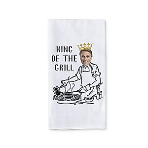 Personalized Kitchen Towel for BBQ Kings - Funny Kitchen Towels Set. 100% Pure Ringspun Cotton, Super Absorbent Kitchen Towels - Chef Design, Kitchen Décor