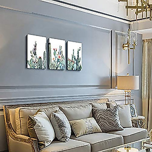 Canvas Wall Art for bedroom living room Canvas Prints Artwork bathroom Wall Decor Green plants Succulent cactus flower painting 12" x 16" 3 Pieces modern Framed Ready to hang Office Home Decorations