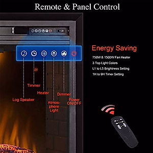 Valuxhome Electric Fireplace, 36 Inches Fireplace Insert with Overheating Protection, Fire Crackling Sound, Remote Control, 750/1500W, Black