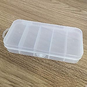 RuiLing 3pcs Multifunctional Portable 5-Grid Clear Visible Plastic Fishing Tackle Accessory Box 5 Compartments Jewelry Making Findings Organizer 4.96 x 2.44 x 1 Inch