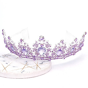 CHANACO Princess Crown Birthday Sash and Tiara Set - Rhinestone Headband, Purple Crown, and Girl's Birthday Decorations Gift