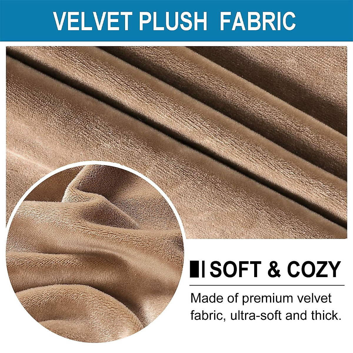 4 Pieces Stretch Velvet Recliner Chair Covers, Thick & Soft Lazy Boy Recliner Slipcover for Home Theater Seating with Side Pocket