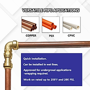 HQMPC 3/4" PEX Fittings No Lead Male PushFit Elbow 90-Degree - 6pcs 3/4" 90 Degree Elbow Push-to-Connect Plumbing Fitting for Copper, PEX, CPVC