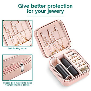 Hicarer 4 Pieces Small Travel Jewelry Boxes PU Leather Jewelry Organizer Box Portable Travel Jewelry Organizer Cases for Rings Earrings Necklace, for Girls Women