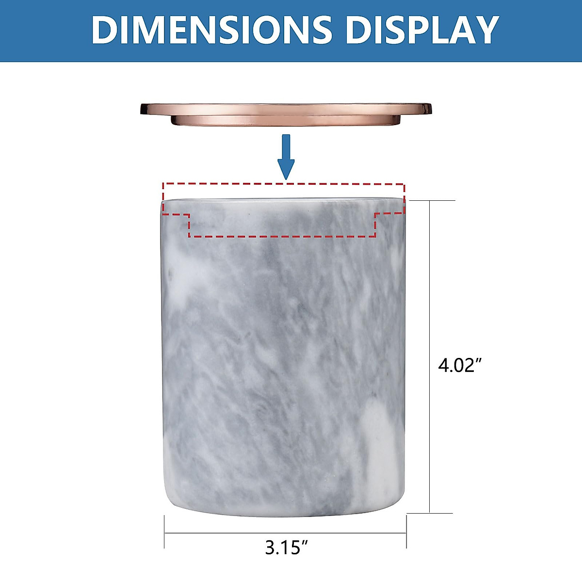 MARBBNEST Marble Storage Container with Metal Lid, Functional Organizer for Makeup Brushes, Cotton Swabs, and Accessories - Elegant Countertop Solution (White)