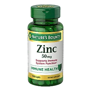 Nature's Bounty Zinc, Immune Support, 50 mg, Caplets, 100 Ct