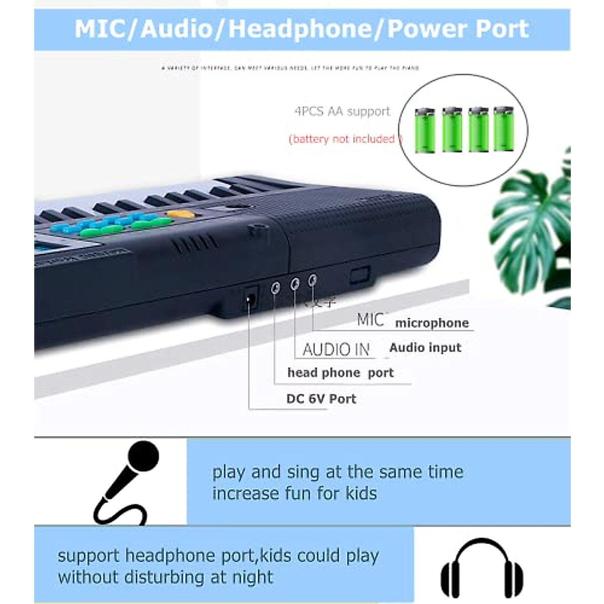 Keyboard Piano Electric Digital Piano Mini Music Electronic Keyboards 61 Key Kids Piano Musical Instrument Piano Toy w/ Microphone for Beginners Christmas Birthday Gifts