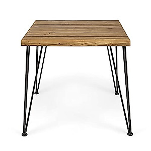 Christopher Knight Home Audrey Indoor Industrial Acacia Wood Dining Table, Teak Finish, Rustic Metal