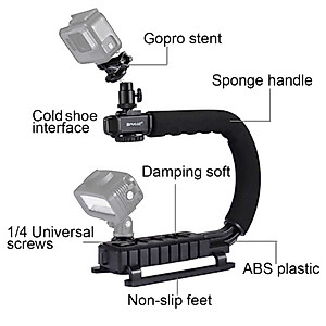 Baluue U-Shaped Portable C-Frame Set Gimble Stabilizer Cellphone Holder Handle Grip Video Action Stabilizer Low Position Video Stabilizer Mobile Holder Abs Camera Low Frame