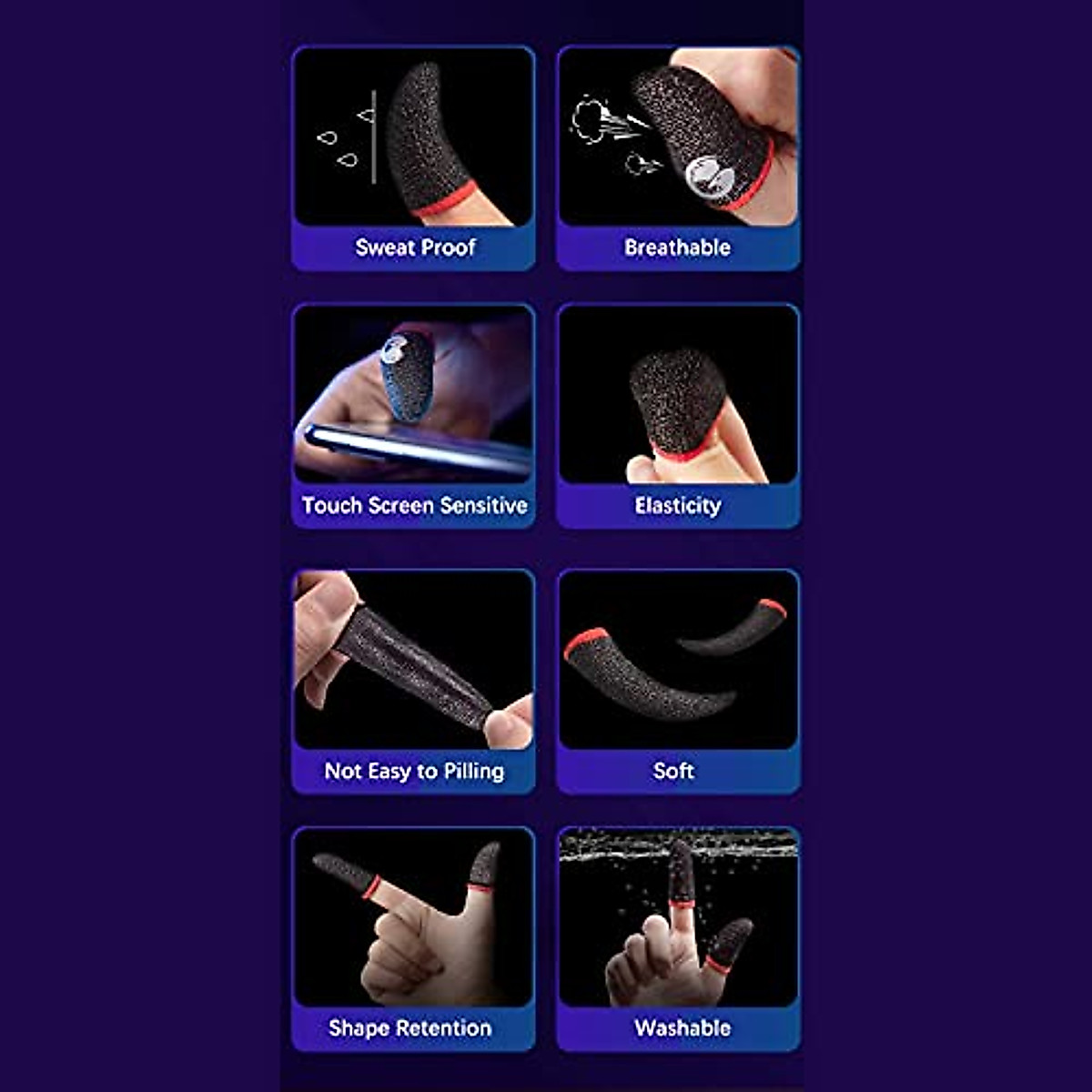 HUAYUWA Mobile Game Controller Finger Sleeve Sets [4 Pack], Anti-Sweat Breathable Full Touch Screen Sensitive Shoot Aim Joysticks Finger Set for PUBG