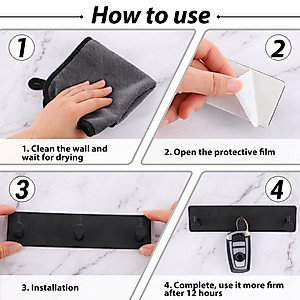 Sibba Key Holder for Wall Adhesive Key Hooks Black Self Sticky Hanger Grips Hooks Bag Rack Chains Hanging Clips Shower Towel Hat Pegging Home Storage Hooks for Entryway Hallway Doorway Kitchen Bath