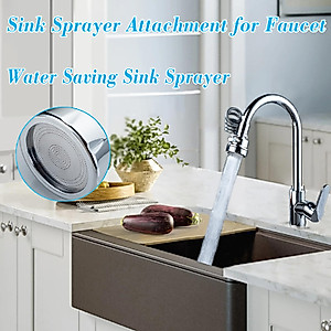 Kitchen Sink Sprayer, Sink Sprayer Attachment for Faucet, Faucet Sprayer Attachment, Faucet Extender Aerator with Stretchable Hose, Kitchen Water Saving Sink Sprayer, 3 Water Outlet Modes