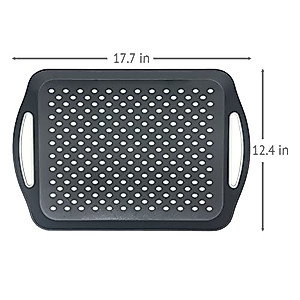 Non-Slip Serving Tray with Handles, 17.7" x 12.4" Large Food Tray Serving Platter (Gray, 3 Pack)