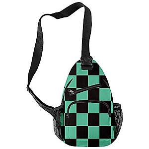 HANDAFA Unisex Nezuko Print Single Shoulder Bag Anime Cosplay Sling Backpack Casual Daypack(Tanjirou)