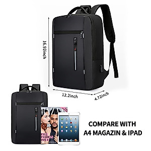 ZGWJ Laptop Backpack with USB Charging Port for Men & Women Fits 15.6 Inch Notebook. College School Book bag Computer Backpack for Boys Girls. Black