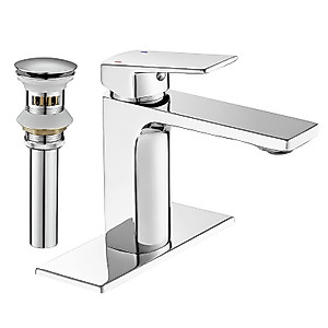 Chrome Bathroom Faucet Single Handle Bathroom Vanity Sink Faucet with Pop-up Drain and Faucet Supply Lines Rv Lavatory Vessel Faucet Basin Mixer Tap