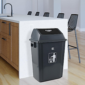 Lasbily Set of 4 15 Gallon Plastic Swing Top Trash Cans, Large Tall Kitchen Waste Garbage Bin with Swing Lid for Indoor/Outdoor Use