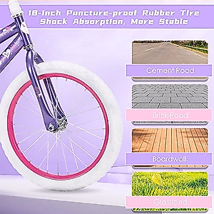 GIVIMO Kids Bike, 18 Inch Toddlers Bike with Removable Training Wheels, Adjustable Seat and Handlebar, Children's Bicycle for Girls Age 3-8 Years Old (18 Inch, Purple/White)