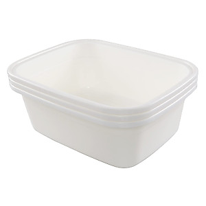 Nicesh 18 Quart Large Dish Pan, 3-Pack Plastic Rectangular Wash Basin, White