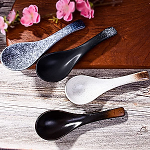 4 Pieces Japanese Soup Spoons, Asian Soup Spoon Suitable for Rice, Porridge, Cereal, Wonton, Tong sui, Pho, Udon, Ramen