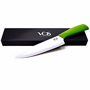 Vos Ceramic Knives Chef 8 Inch and Cleaver Knife 6.5 Inches Bundle