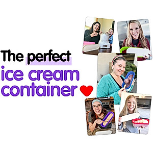 SUMO Ice Cream Containers with Lids for Homemade Ice Cream - 1.5 Quart per Container, Reusable Ice Cream Containers for Freezer Storage, Set of 2 Tubs, Purple