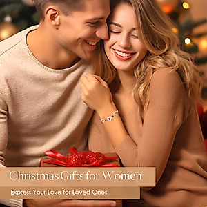 CDE Forever Love Heart Charm Link Bracelet for Women, 925 Sterling Silver Birthstone Bracelet Mother's Day Gift Anniversary Christmas Birthday Jewelry Gifts for Women Wife Her Girlfriend