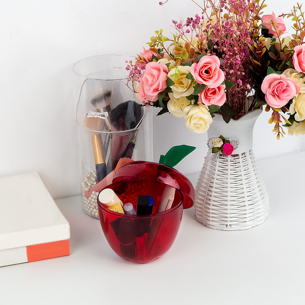 HANZE Large Red Apple Container, Apple Shaped Candy Toy Filling Containers Jar, Back To School Teacher Appreciation Gift, Wedding Party Ornaments Christmas Decorations Supplies Favors