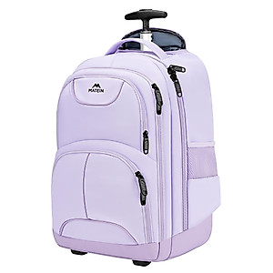 MATEIN Rolling Backpack for Women, 17 Inch Travel Laptop Backpacks with Wheels, Waterproof Large Roller Carry On Luggage Wheeled Backpack, Trolley Overnight Suitcase Business Computer Bag, Purple