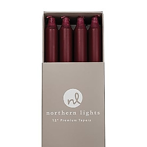 Northern Lights Candles Premium Tapers 12" 12PK - Bordeaux - 72793