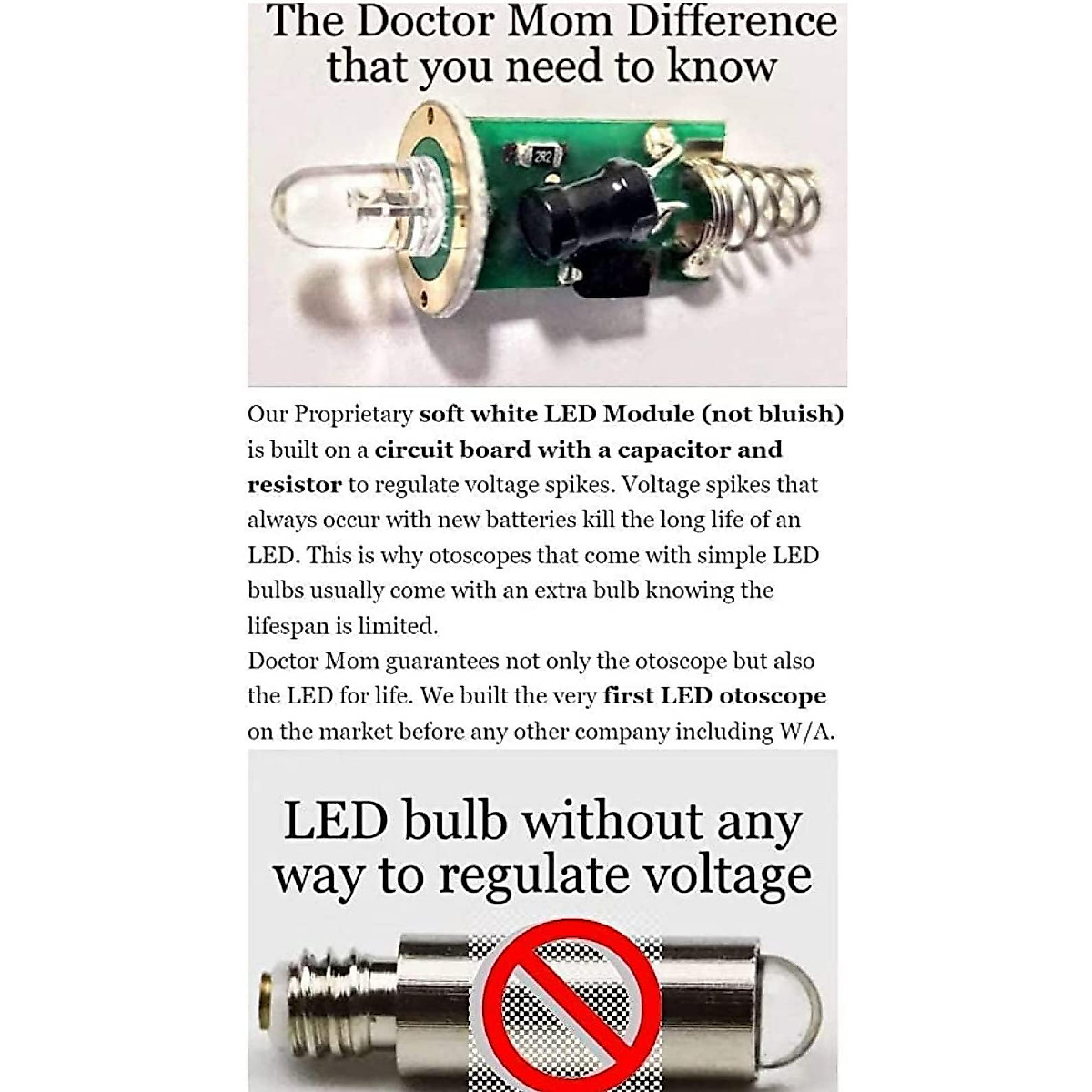 【Lifetime Warranty】4th Generation Doctor Mom LED Pocket Pro Otoscope with Both Adult and Pediatric Disposable Specula Tips, Battery, and Protective Hard Plastic Case