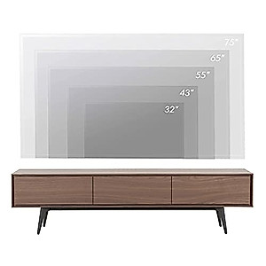WILLIAMSPACE 70.2" Mid-Century Modern TV Stand for TVs up to 75 inch, TV Console Media Cabinet with Storage, Home Entertainment Center for Living Room Office (Walnut)