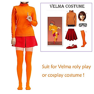 AGITATESAND Orange Socks Over Knee Stretchy Thigh High Opaque Stockings Halloween Party Costume Cosplay Knee-High Socks For Women…