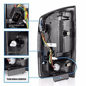 AmeriLite for 2002-2006 Dodge Ram 1500 2003-06 Ram 2500 3500 Pickup Dark Black C-Type LED Tube Replacement Tail Lights Brake Lamps Pair - Driver and Passenger Side
