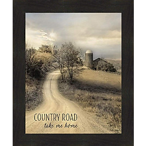 Country Roads Take Me Home by Lori Deiter 20x24 Gravel Dirt Road Farm Silo Barn Framed Art Print Wall Décor Picture