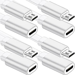Sumind 4 Pack 10 ft/ 3 Meter Micro USB Extension Cable Male to Female Extender Cord Compatible with Wireless Security Camera Flat Power Cable, Cable Clips Included (White)