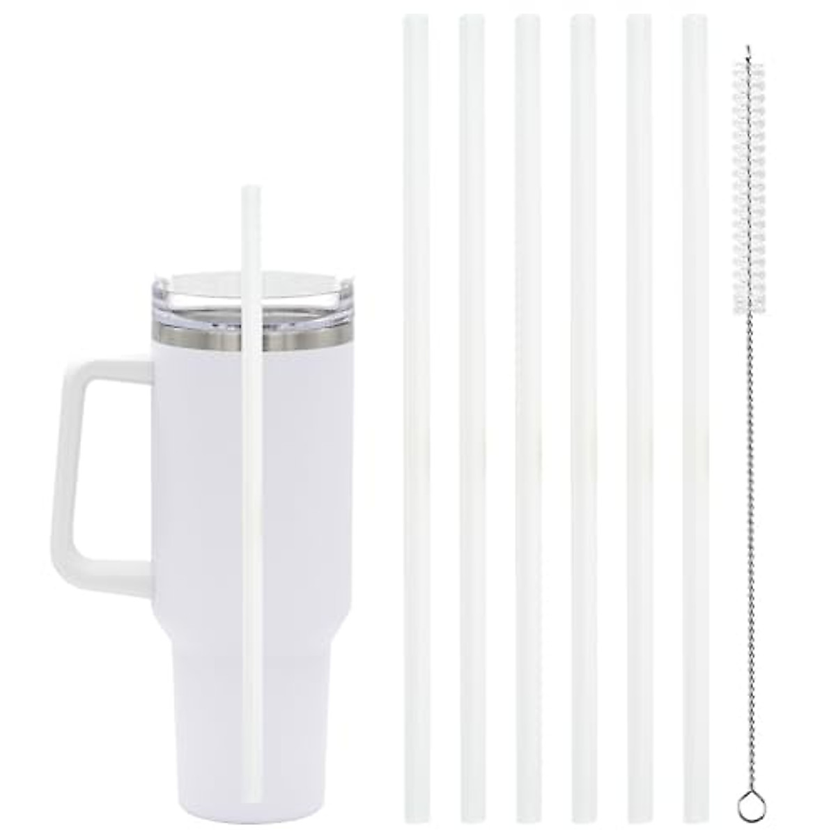 CXLL 6 Pcs Replacement Straw for Stanley Adventure Quencher 40 oz 30 oz Cup Tumbler,Straws with Cleaning Brush for Stanley Accessories