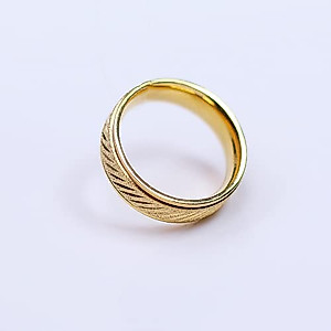 XC Jewelry Spinner Ring for Women Men Fashion Stainless Steel Fidget Ring for Anxiety Engraved 24k Gold Plated Band Rings Size 7-10 (7)