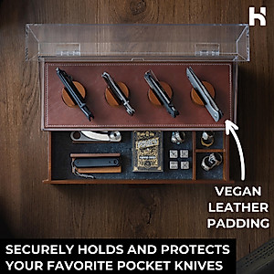 Pocket Knife Display Case EDC Case – Pocket Knife Storage Case and Knife Display Stand – Pocket Knife Case and Pocket Knife Organizer – Knife Cases For Collections - Gift For Men Husband Dad - Walnut