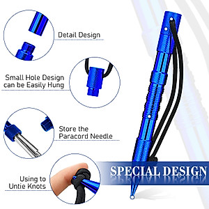 15 Pieces Paracord Tools Paracord FID Needle Set Stitching Set Stainless Steel Lacing Needles Smoothing Tool Knotter with Spike for Work Leather Weaving(Blue)