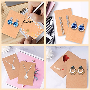 Earring Cards, Set Earring Display Cards with 100 Pcs Earring Holder Cards 200 Pcs Earring Backs and 100 Jewelry Packaging for Earrings Necklace Jewelry Display, Jewelry Bags 3.5x2.4 Inches (Brown)
