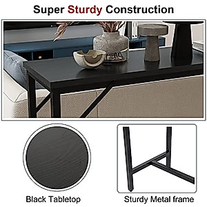 Yusong 71'' Long Console Table Sofa Tables Behind Couch, Narrow Entryway Table Skinny Tall Pub Bar Height Table for Living Room, Easy Assembly, Black Oak