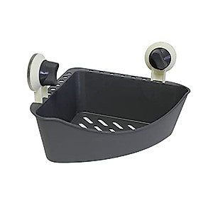 Dependable Industries inc. Essentials Triangle Corner Caddy Shelf For Bathroom Showers and Bath With 2 Vacuum Hanger Suction Cups For Ceramic Tile Glass Smooth Surfaces (Gray)